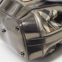 Burberry Beaton Armored Metallic Supernova Check Leather Tote Burberry ...