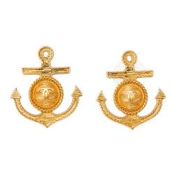 Chanel CC Anchor Yellow Gold Tone Stud Earrings Chanel TLC