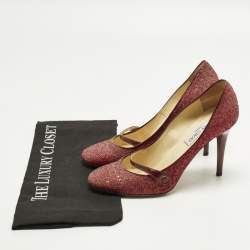 Jimmy Choo Jane Size 39 Burgundy Glitter and Patent Leather Mary Jane ...