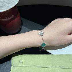 Van Cleef & Arpels Alhambra five-motif bracelet malachite platinum ...