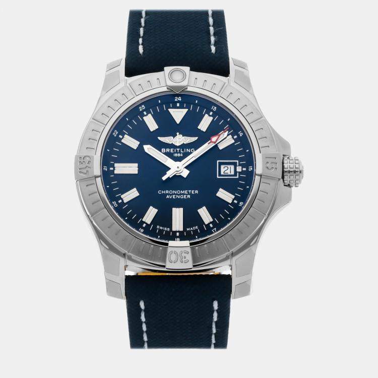 Breitling Blue Stainless Steel Avenger Automatic Men's Wristwatch 43 mm ...