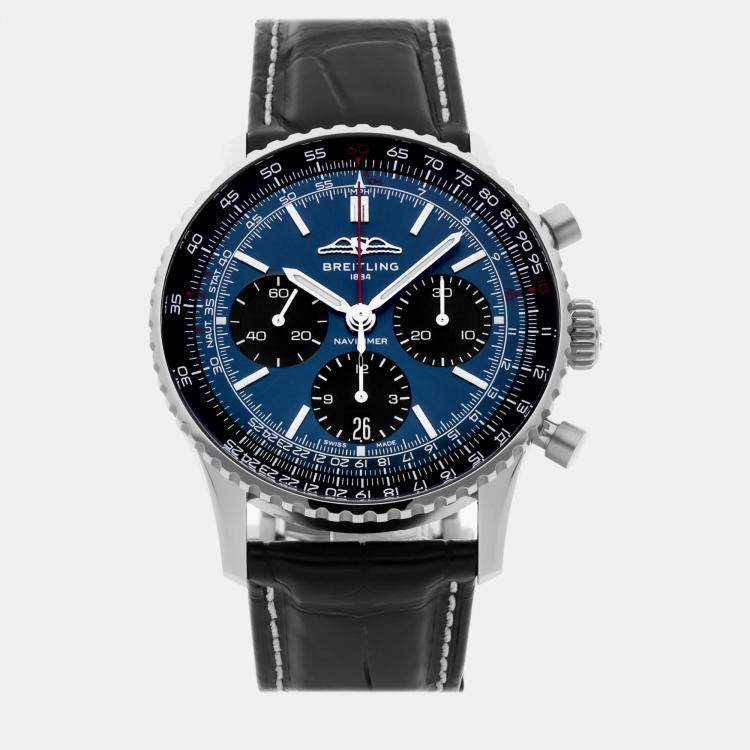 Breitling Blue Stainless Steel Navitimer Automatic Men's Wristwatch 41 ...