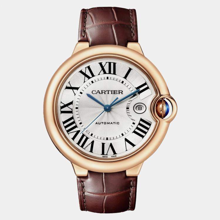 Cartier Silver Brown Ballon Bleu de Cartier Automatic Men's Wristwatch ...