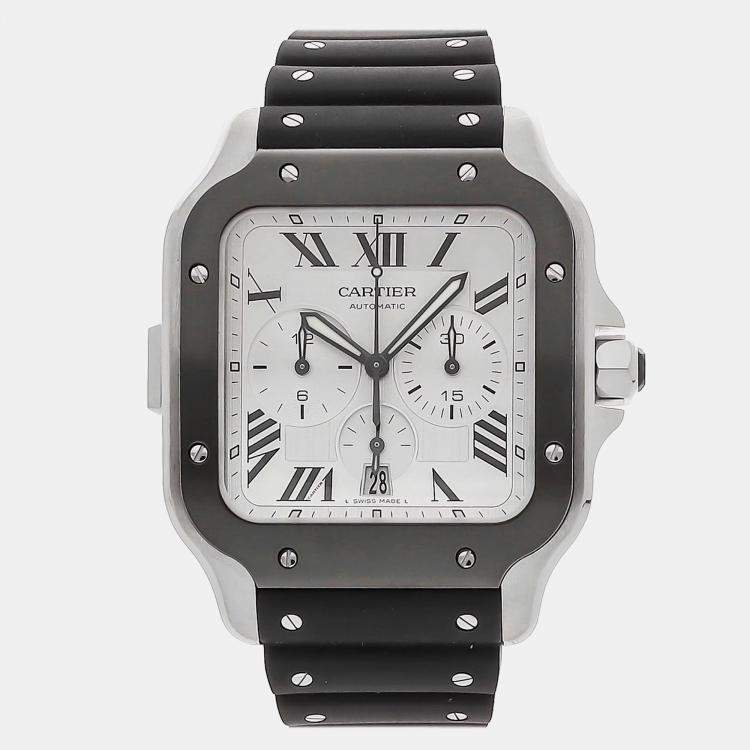 Cartier Silver Stainless Steel Santos WSSA0017 Automatic Men's ...