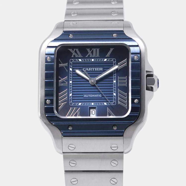 Cartier Blue Stainless Steel Santos de Cartier WSSA0048 Automatic Men's ...