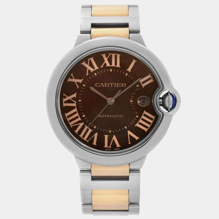 Cartier Brown 18k Rose Gold Stainless Steel Ballon Bleu W6920032 ...