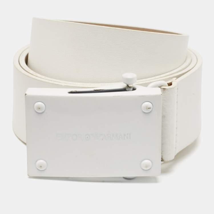 White armani belt store
