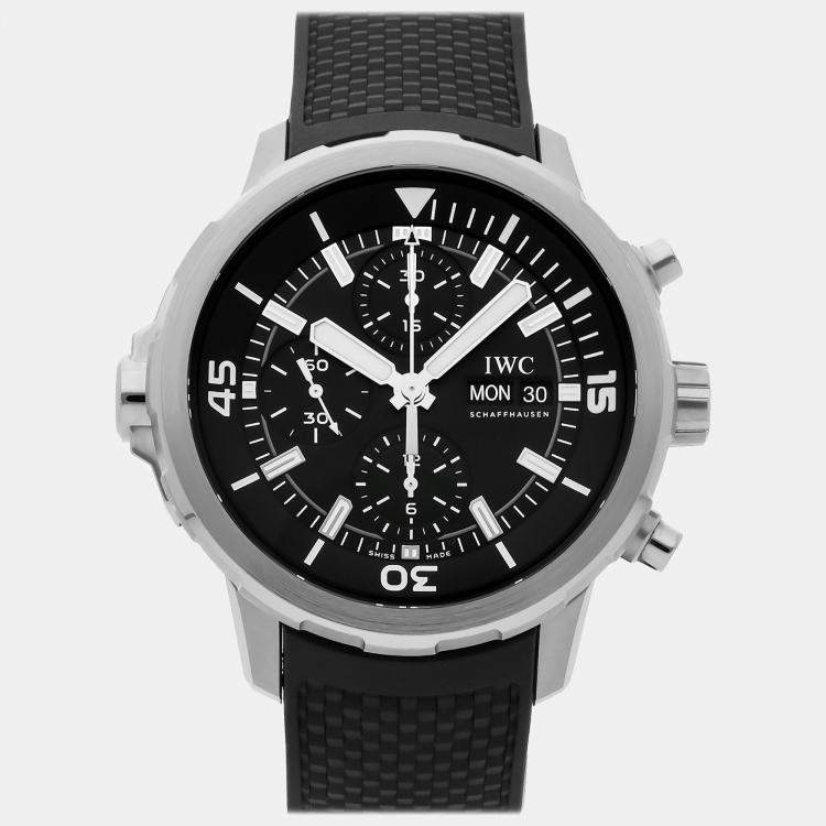 IWC Black Stainless Steel Aquatimer Automatic Men's Wristwatch 44 mm ...