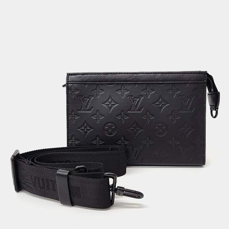 Louis Vuitton Black Leather Monogram Shadow Gaston Wearable crossbody ...
