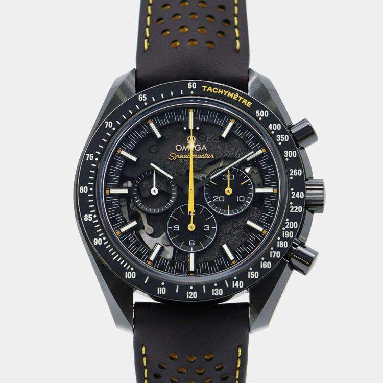 Omega Black Ceramic Speedmaster Manual Winding Men's Wristwatch 44 mm ...