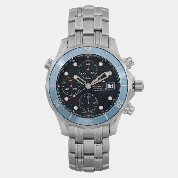 Omega Blue Stainless Steel Seamaster Diver 300 M 2225.80.00 Automatic ...
