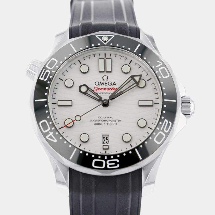 Omega White Stainless Steel Seamaster 300M 210.32.42.20.01.001 Men's ...