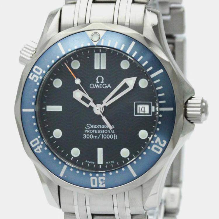 Omega Blue Stainless Steel Seamaster 2561.80 Quartz Men's Wristwatch 36 ...