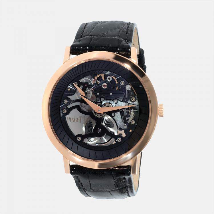 Piaget Black 18K Rose Gold Altiplano GOA34116 P10524 Automatic Men's ...