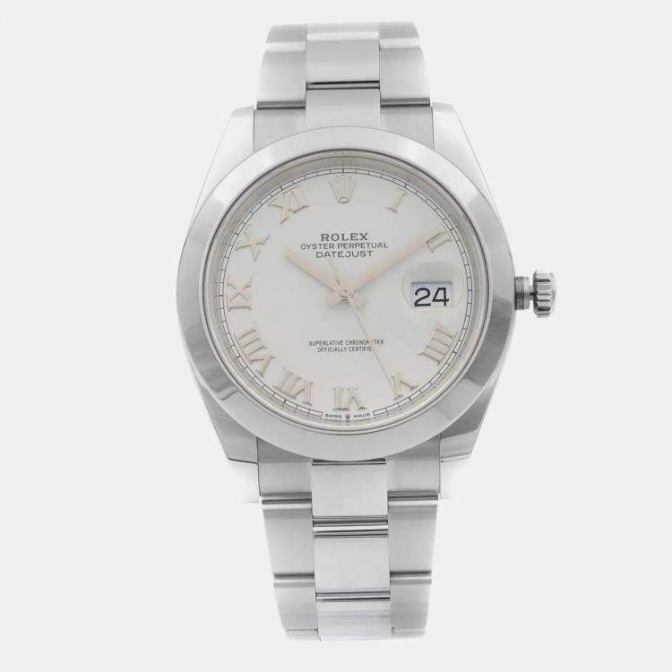 Rolex White Stainless Steel Datejust 126300 Automatic Men's Wristwatch ...