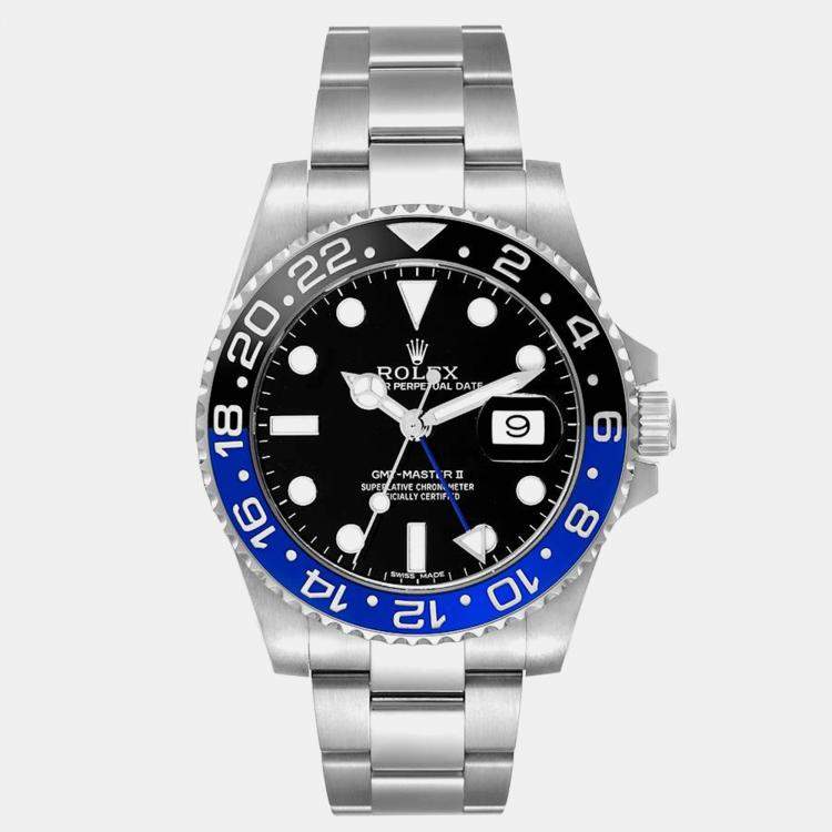 Rolex GMT Master II Black Blue Batman Bezel Steel Men's Watch 116710 40 ...