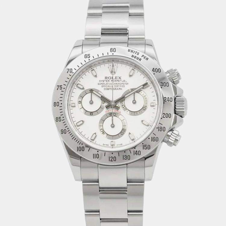 Rolex White Stainless Steel Daytona 116520 Automatic Men's Wristwatch ...