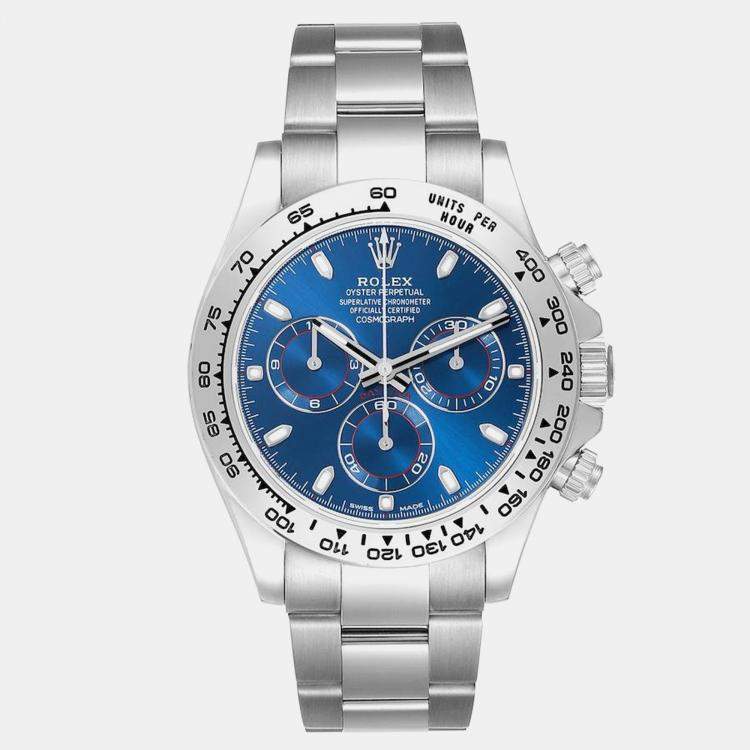 Rolex Daytona Blue Dial White Gold Chronograph Men's Watch 40.0 mm ...