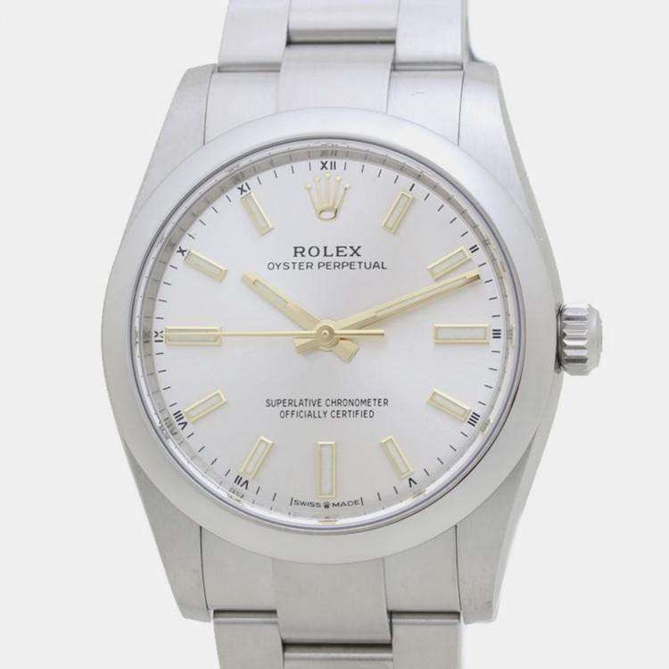Rolex Silver Stainless Steel Oyster Perpetual 16233 Automatic Men's ...