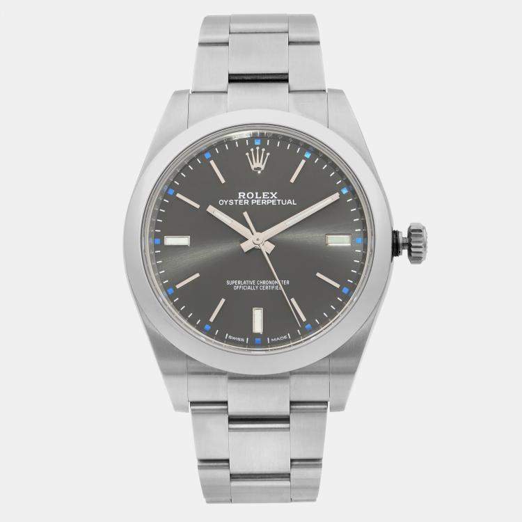 Rolex Grey Stainless Steel Oyster Perpetual 114300 Automatic Men's ...