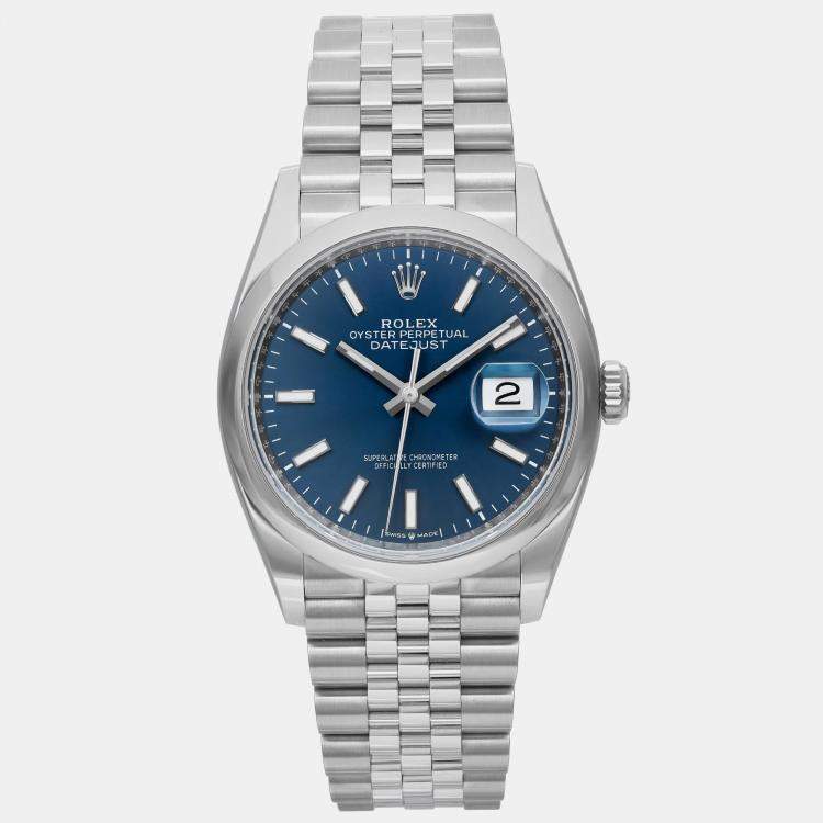 Rolex Blue Stainless Steel Datejust 126200 Automatic Men's Wristwatch ...