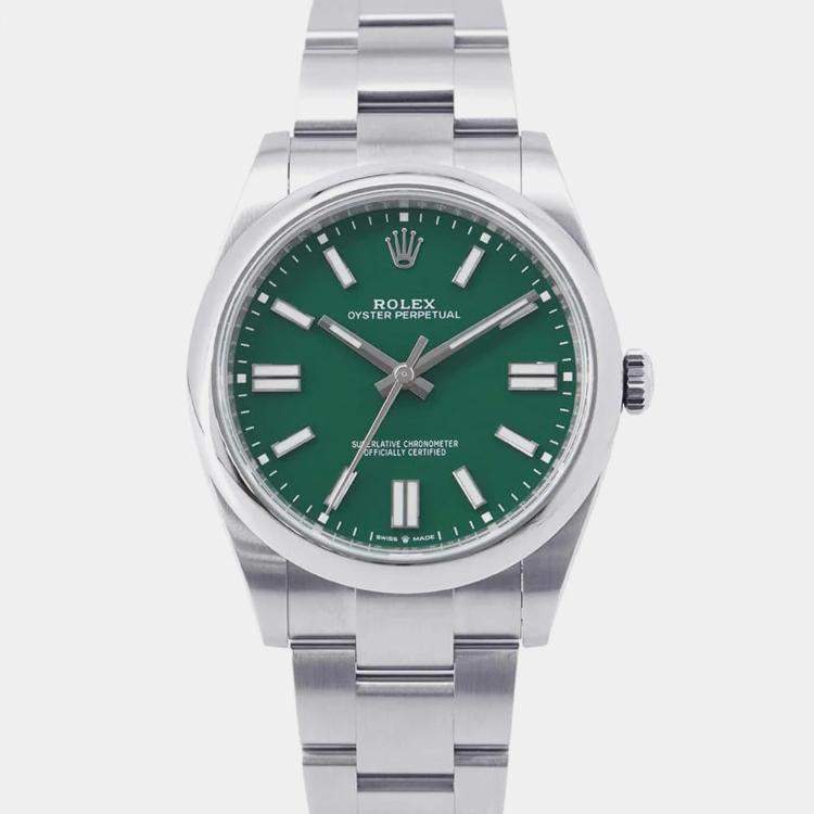 Rolex Green Stainless Steel Oyster Perpetual 124300 Automatic Men's ...
