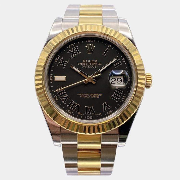 Rolex Datejust II 116333 Automatic Black Dial Stainless Steel 18k ...