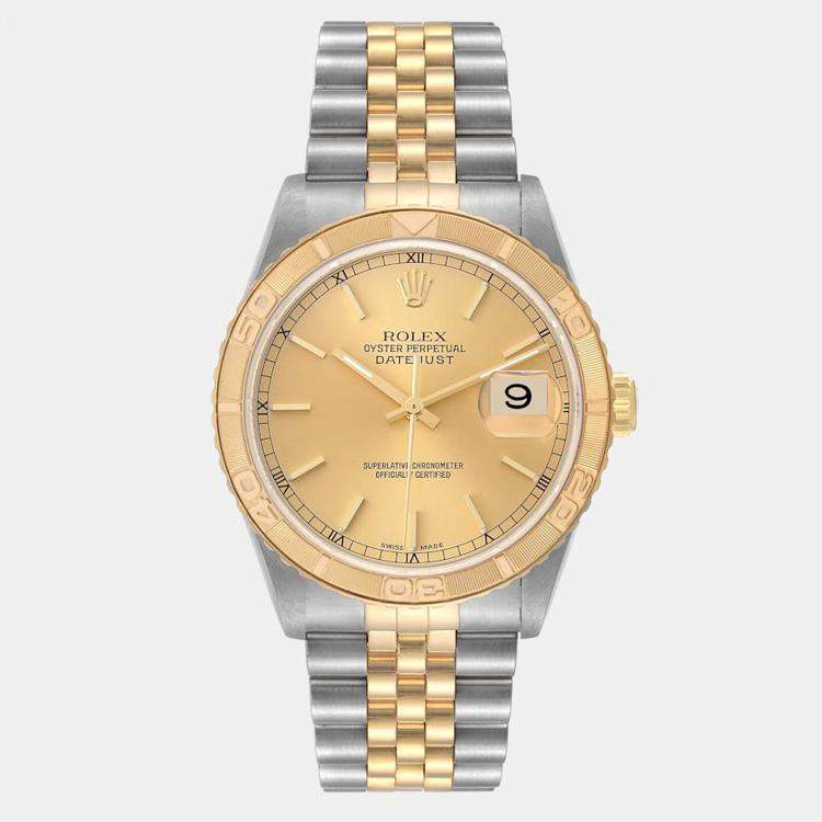 Rolex Champagne 18K Yellow Gold And Stainless Steel Datejust 16263 ...