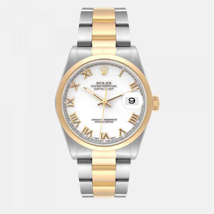 Rolex Datejust Steel Yellow Gold White Dial Men's Watch 16203 36 mm ...