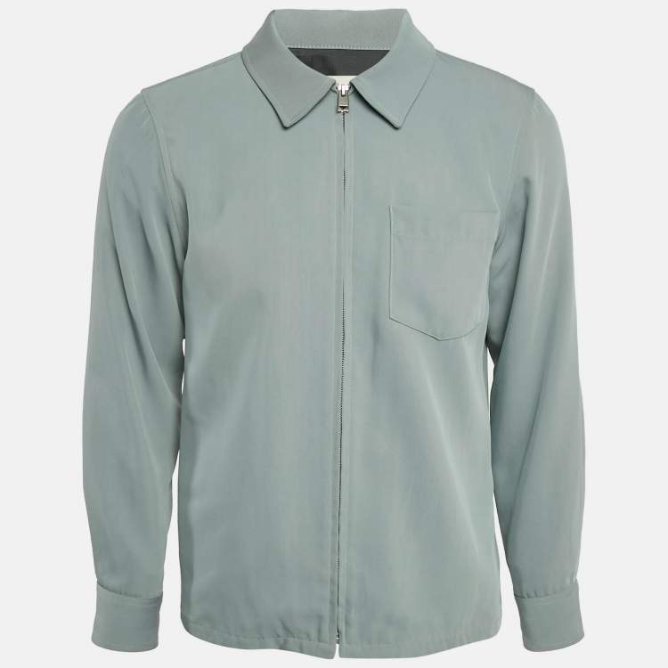Sandro Blue Cotton Drill Zip-Up Jacket S Sandro | The Luxury Closet