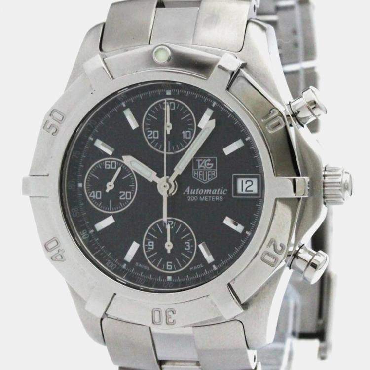 Tag Heuer Black Stainless Steel 2000 Automatic Men's Wristwatch 41 mm ...