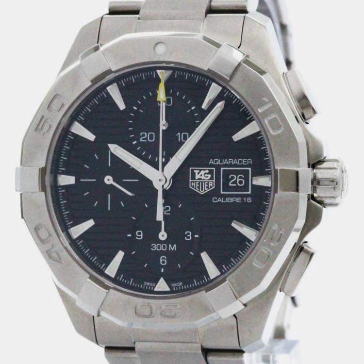 Tag Heuer Black Stainless Steel Aquaracer Automatic Men's Wristwatch 43 ...