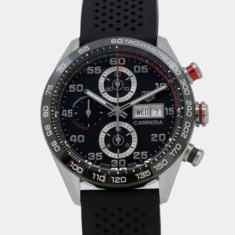 Tag Heuer Black Stainless Steel Carrera Automatic Men's Wristwatch 44 ...
