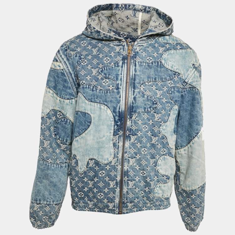 Louis Vuitton Blue Monogram Patchwork Denim Hooded Jacket M Louis ...