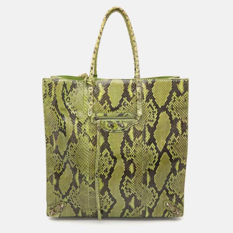 Balenciaga Green Python Papier Ledger Tote Balenciaga | The Luxury Closet Balenciaga Green Python Papier Ledger Tote Balenciaga | The Luxury Closet