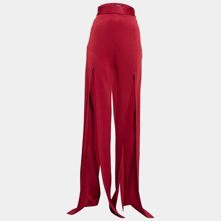Balmain Red Jersey High-Slit Trousers S Balmain | The Luxury Closet