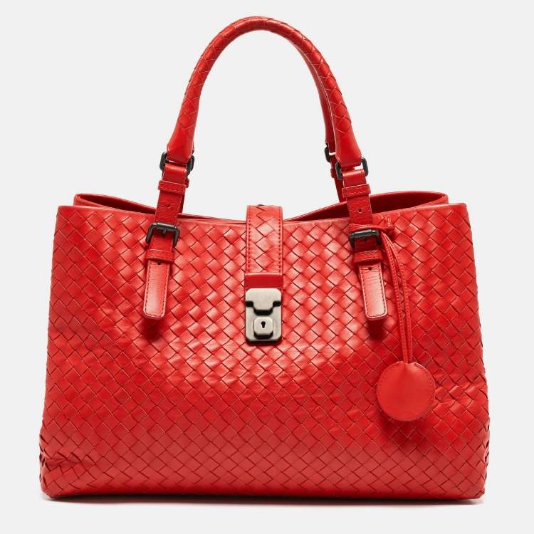Bottega Veneta Red Intrecciato Leather Medium Roma Tote Bottega Veneta ...