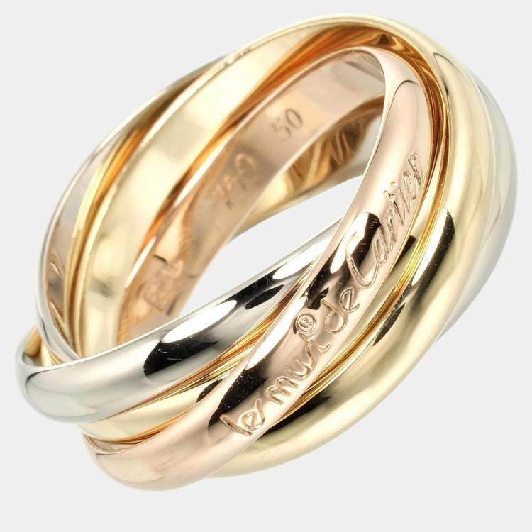 Cartier 18K Rose Gold, White Gold ,Yellow Gold Trinity Band Ring EU 50 Cartier | The Luxury Closet