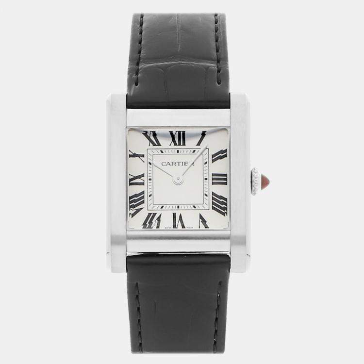 Cartier Silver Platinum Tank Normale WGTA0109 Manual Winding Women's ...