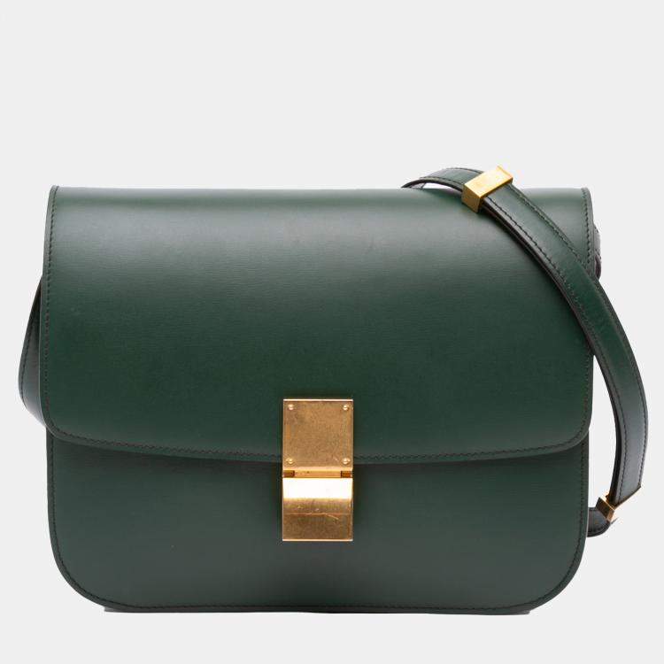 Celine Green Medium Calfskin Classic Box Celine | The Luxury Closet