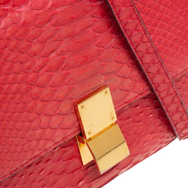 Celine Red Python Medium Classic Box Shoulder Bag Celine | The Luxury ...