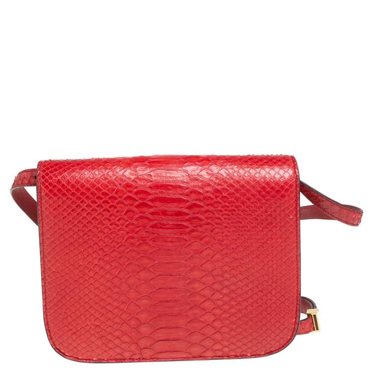 Celine Red Python Medium Classic Box Shoulder Bag Celine | The Luxury ...
