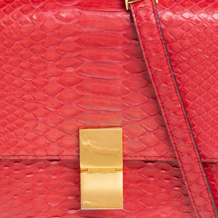 Celine Red Python Medium Classic Box Shoulder Bag Celine | The Luxury ...