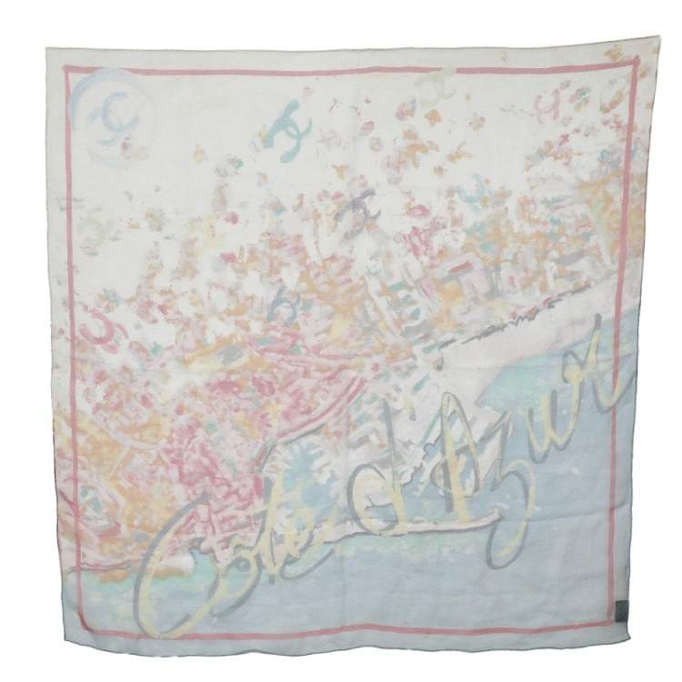 Chanel Multicolor Cote D'Azur Printed Silk Square Scarf Chanel | The ...