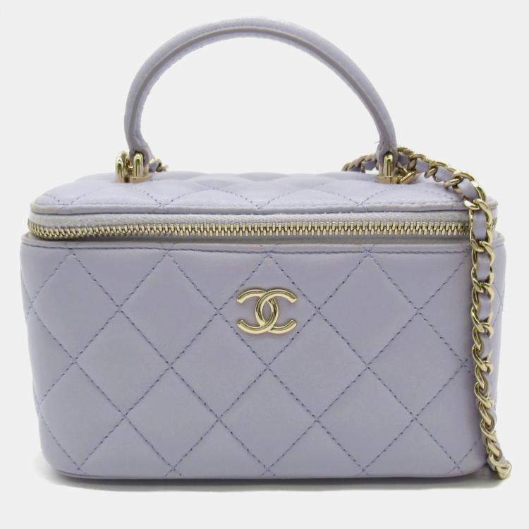 Chanel Purple Quilted Lambskin Classic Top Handle Vanity Case with ...