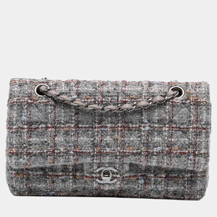 Chanel Grey Medium Classic Tweed Double Flap Chanel | The Luxury Closet
