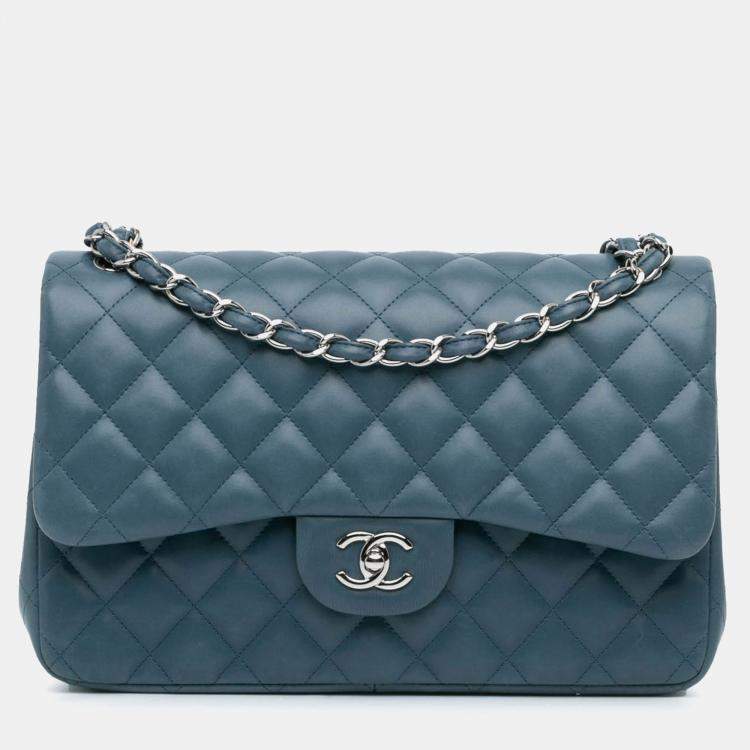 Chanel Blue Leather Jumbo Classic Lambskin Double Flap Chanel | The ...