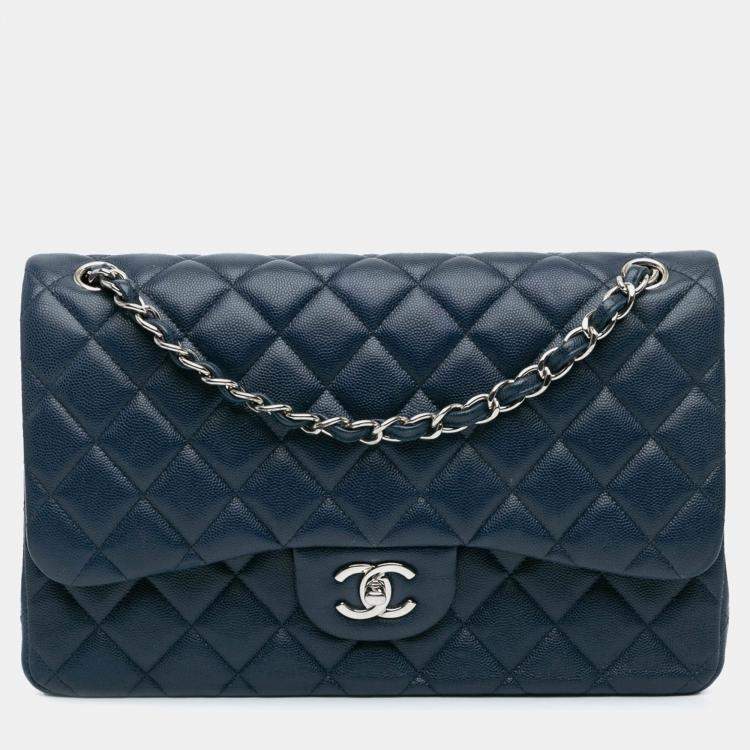 Chanel Blue Jumbo Classic Caviar Double Flap Chanel | The Luxury Closet