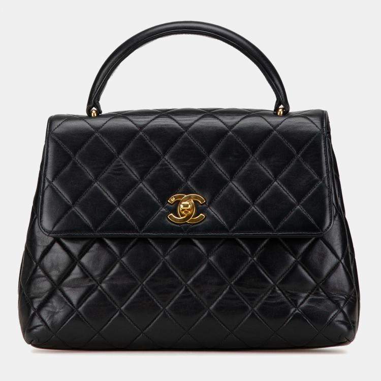 Chanel Black Lambskin Leather Medium Kelly Top Handle Bag Chanel | The ...