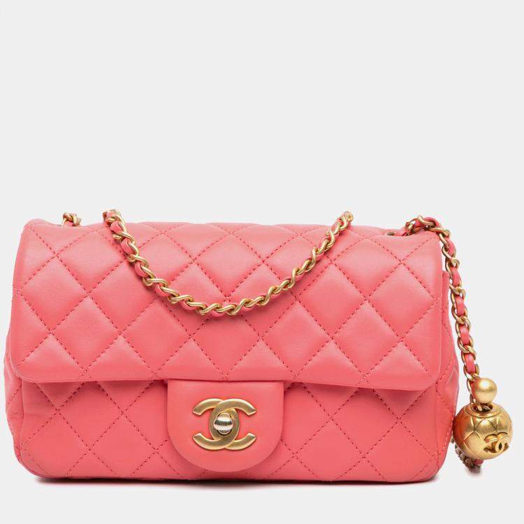 Chanel Pink Mini Rectangular Lambskin Pearl Crush Flap Chanel | The ...